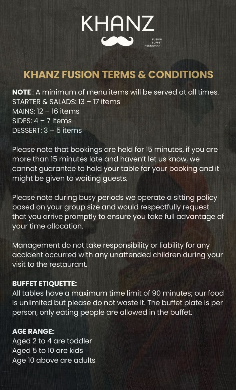 Khanz Fusion Buffet Menu – Khanz