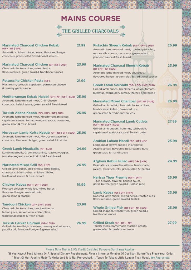 Menu Khanz Mediterranean Restaurant – Khanz