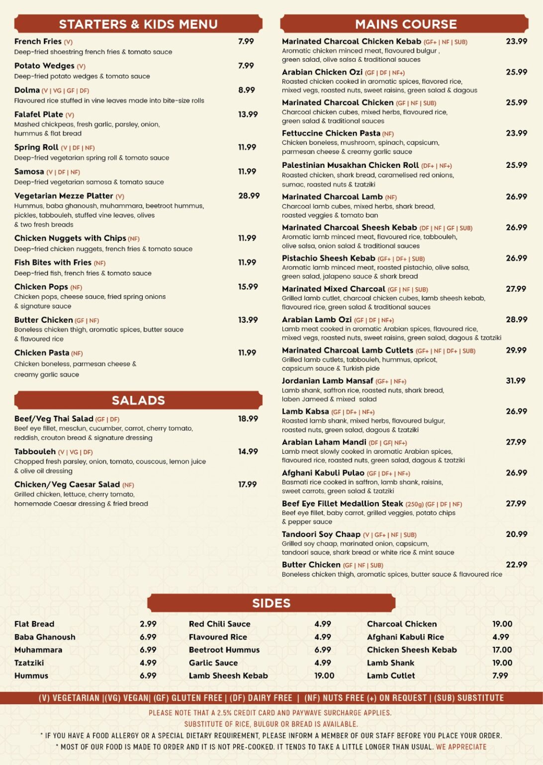 Menu Khanz Kiwi Shores – Khanz